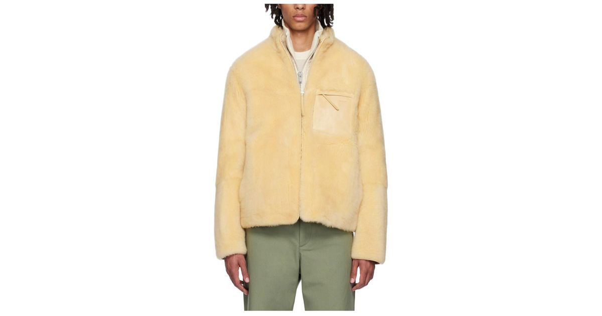 Jil Sander Logo-Detail Shearling Jacket in Natural for Men | Lyst