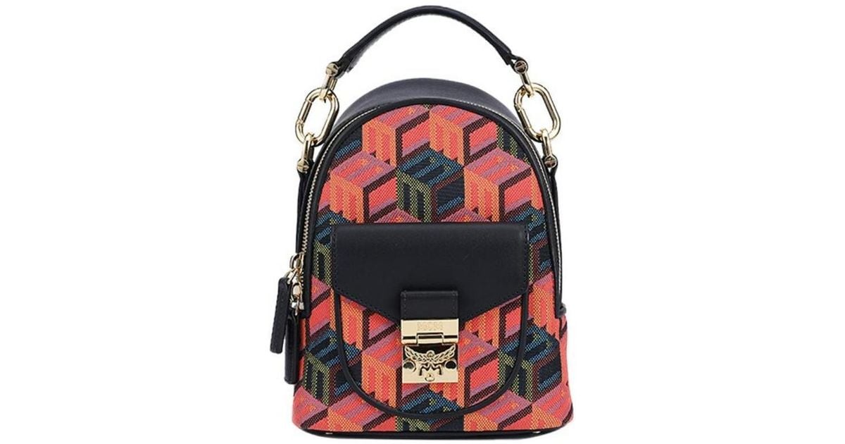 MCM Patricia Cubic-Monogram Backpack in Red | Lyst