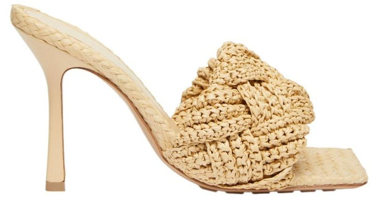 Bottega Veneta Logo Knitting Effect High-Heel Sandals in Natural | Lyst