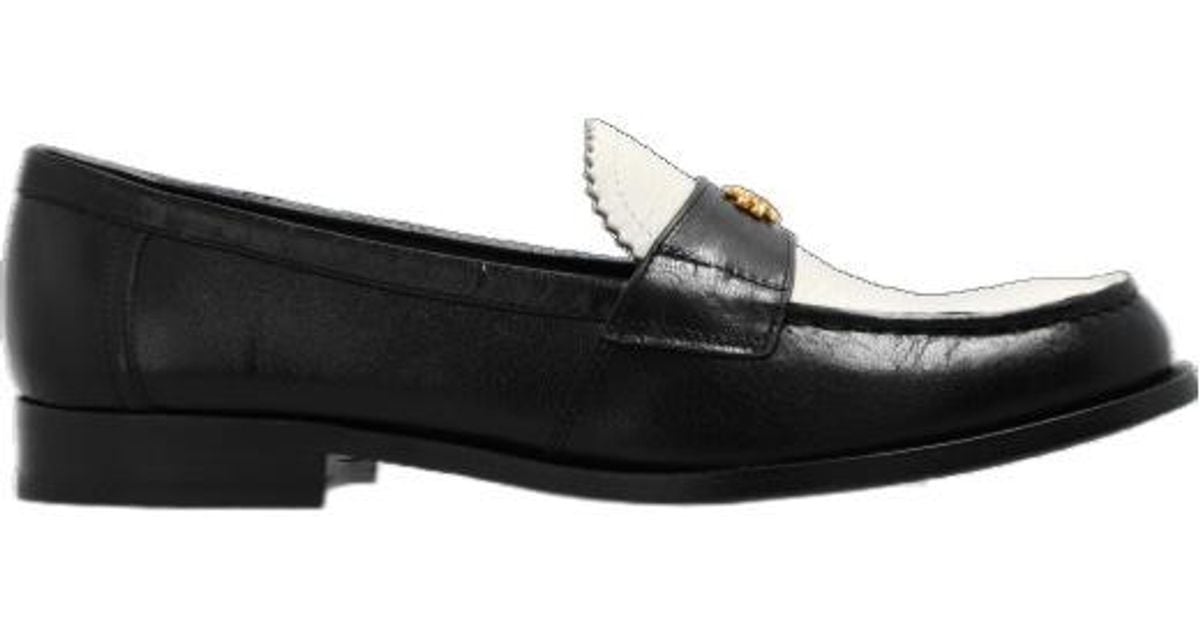 Tory Burch Logo Plaque Two-Toned Loafers in Black | Lyst