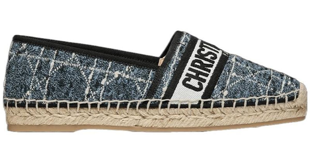 Dior Round-Head Straw Shoes in Blue | Lyst