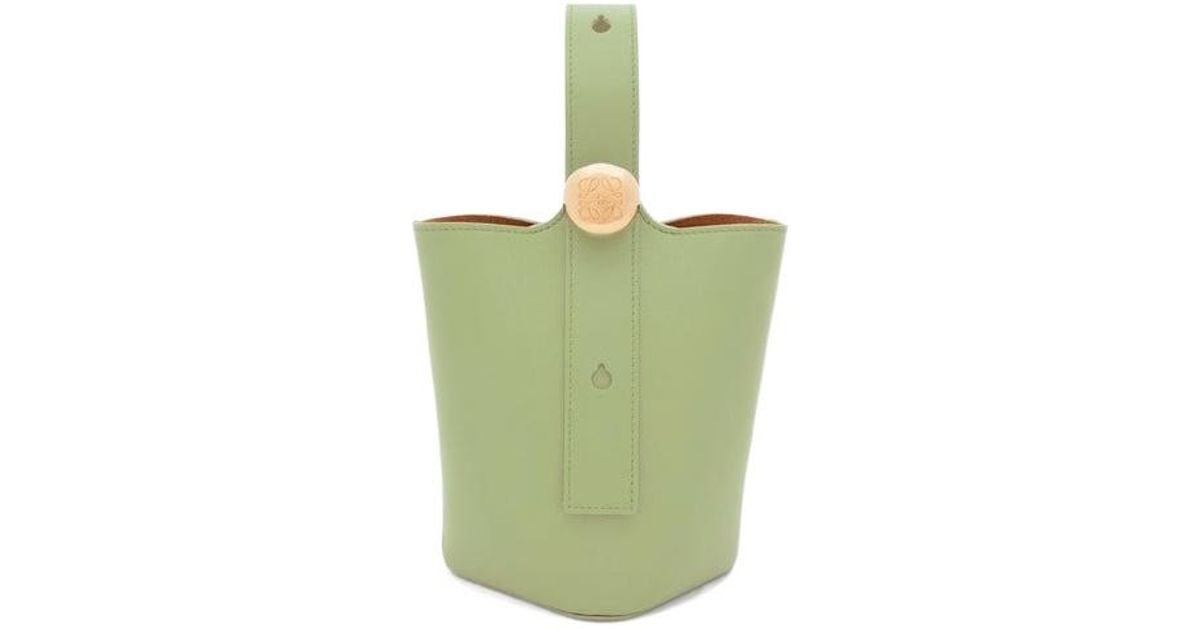 Loewe Mini Pebble Calfskin Bucket Bag in Green | Lyst