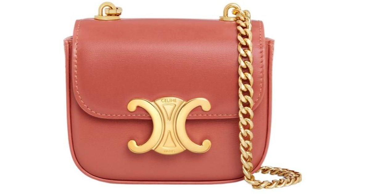 Celine Mini Chain Claude Chain Mini Bag in Red | Lyst