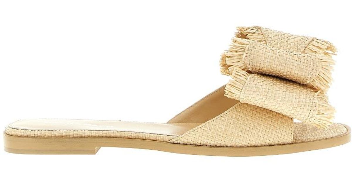 Mach & Mach Logo Logo Flat-Soled Slippers in Natural | Lyst