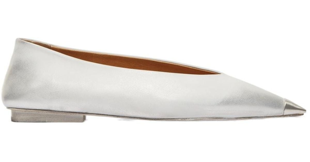 Marsèll Marsèll Ago Pointed Toe Ballet Flats in White | Lyst