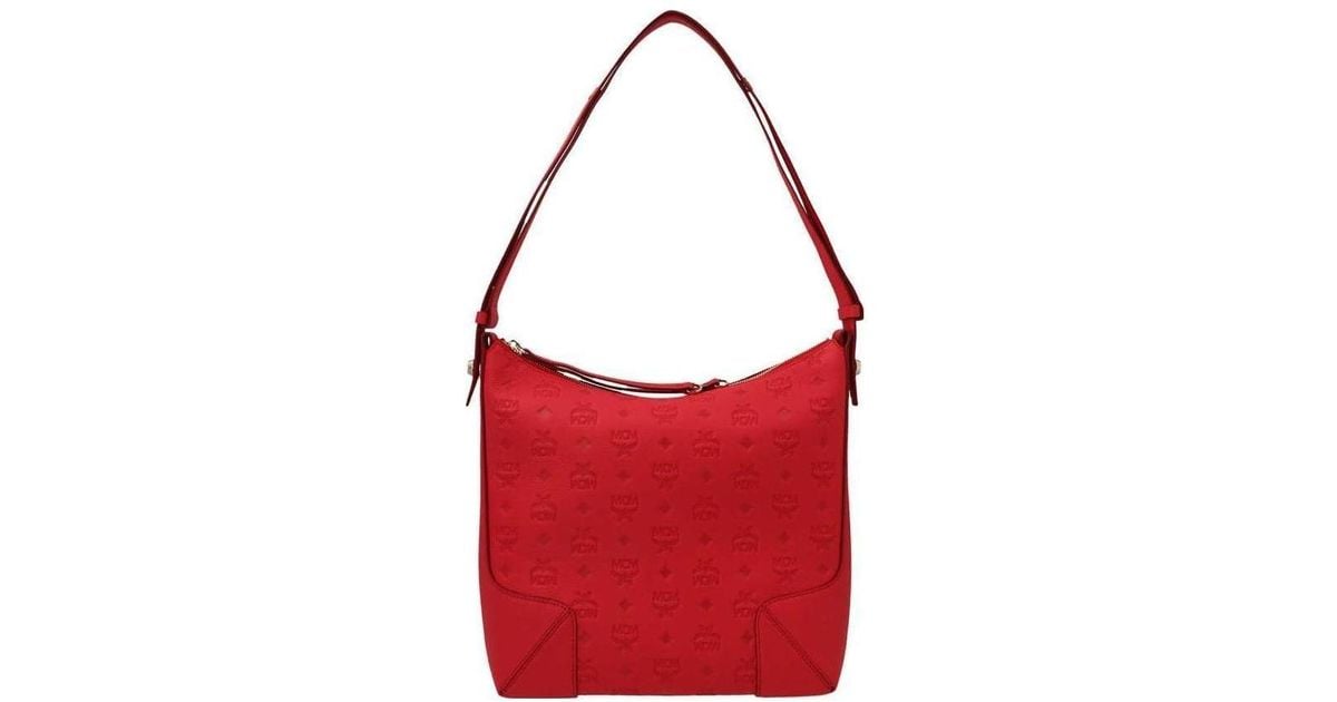 MCM Klara Medium Shoulder Bag in Red | Lyst