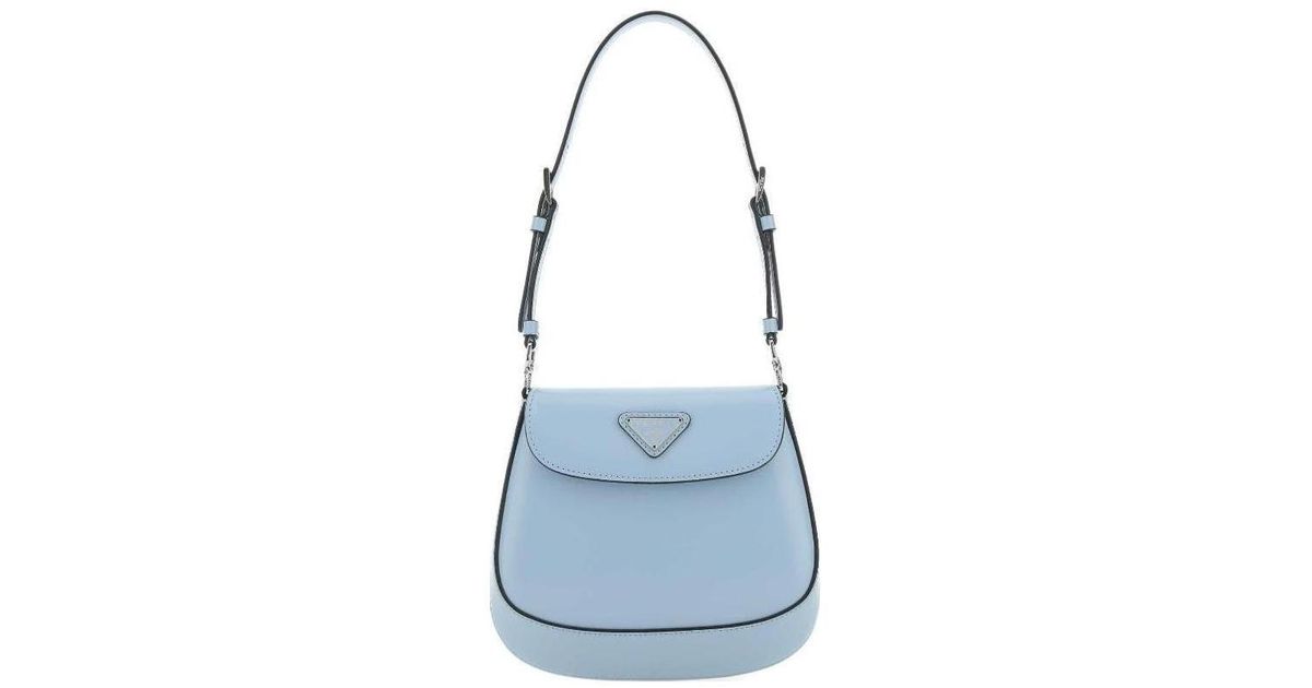 Prada Cleo Brushed Leather Mini Bag in Blue | Lyst