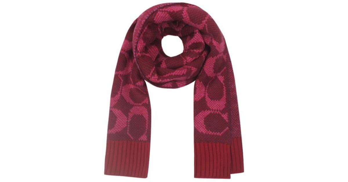 COACH Rib Scarf in Red | Lyst