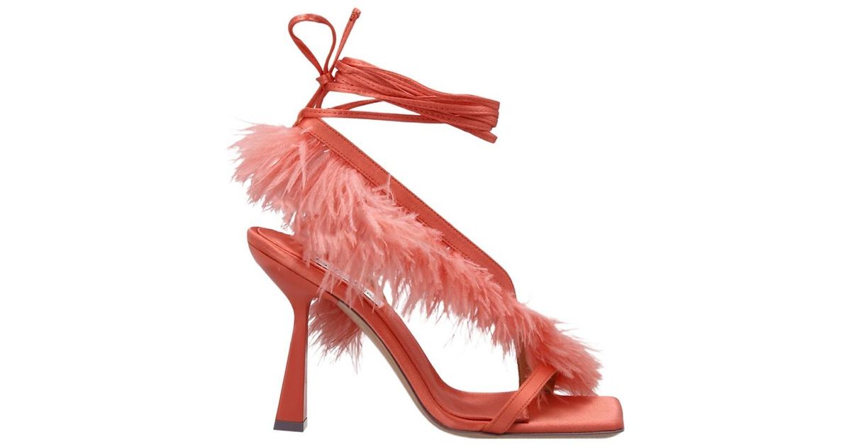 Sebastian Milano Logo High-Heeled Sandals in Red | Lyst