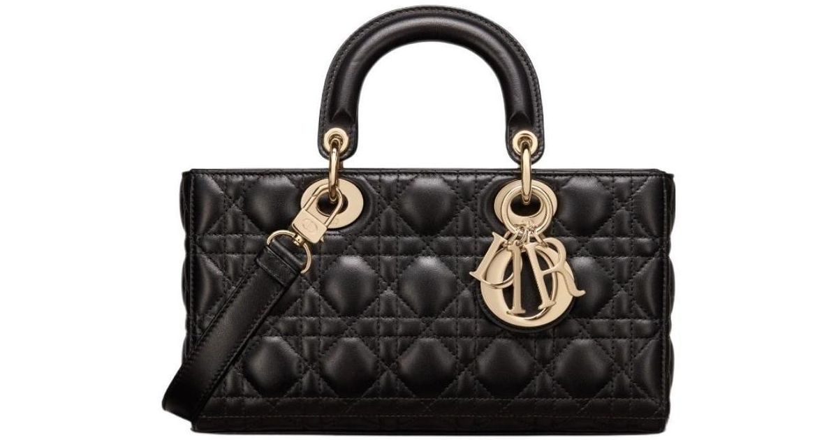 Dior Logo Quilted Shoulder Bag in Black | Lyst