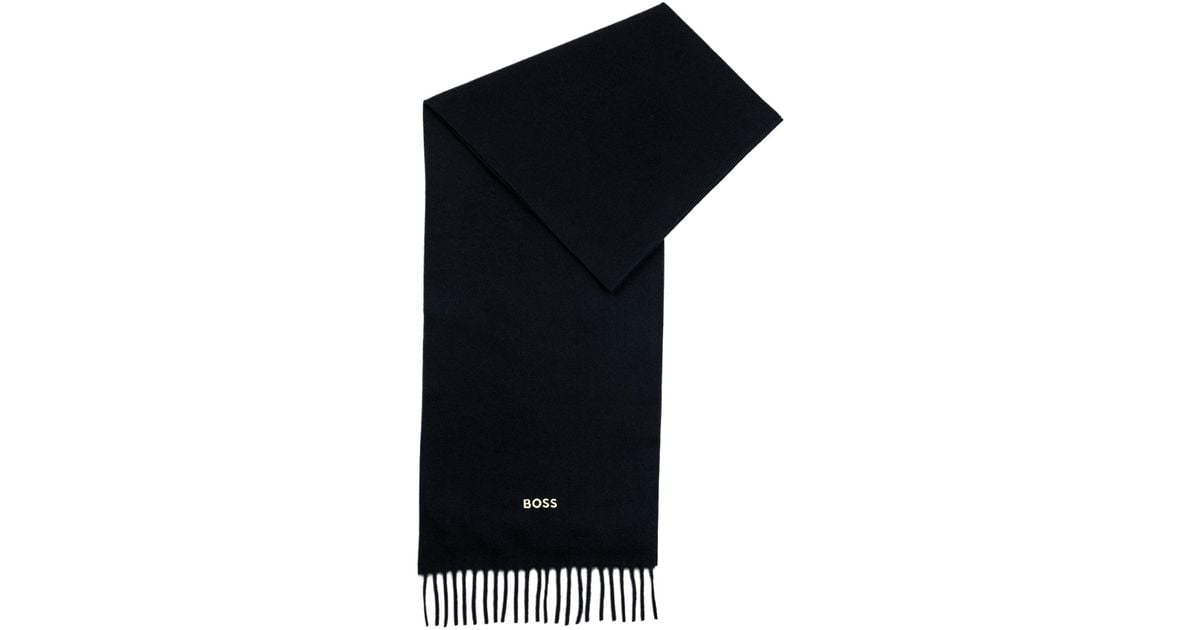 BOSS Cashmere Logo Scarf in Black for Men | Lyst