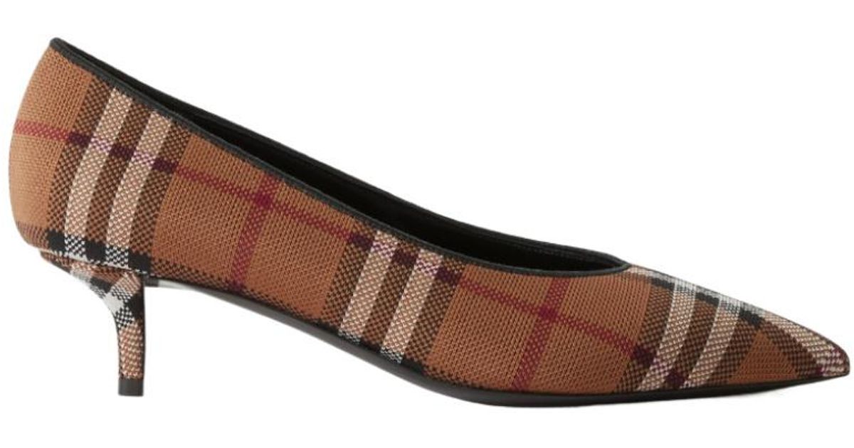 Burberry Checkered Pointed High Heels in Brown | Lyst
