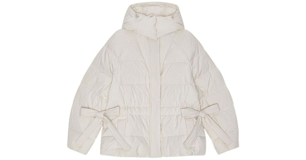 Ganni Embossed Logo Puffer Jacket in White | Lyst