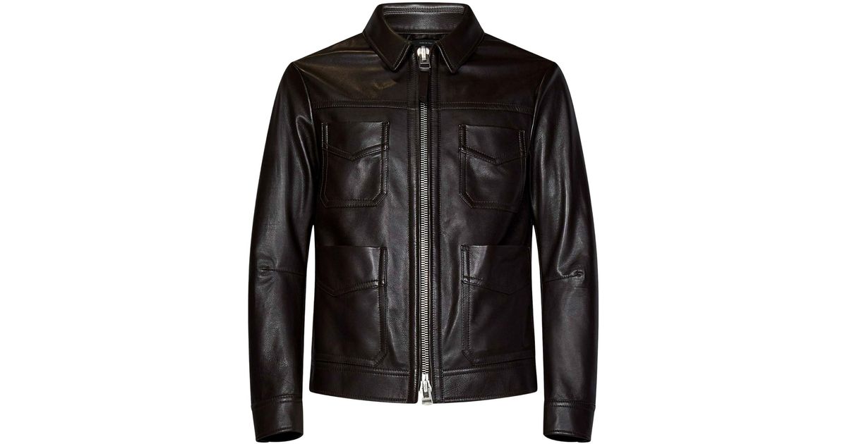 Tom Ford Unlined Grained-Texture Leather Jacket in Black for Men | Lyst