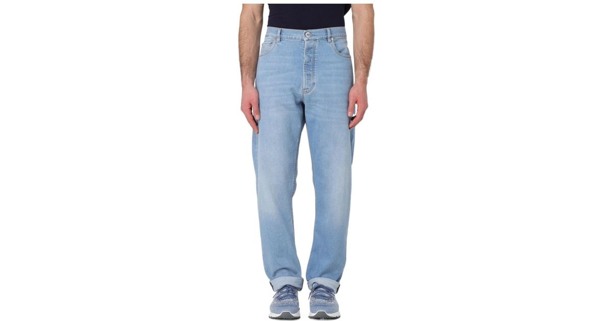 Brunello Cucinelli Logo-Patch Jeans in Blue for Men | Lyst UK