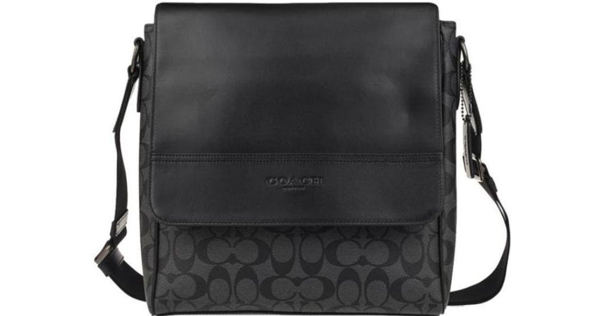 COACH Logo Printed Cross-Body Bag in Black for Men | Lyst