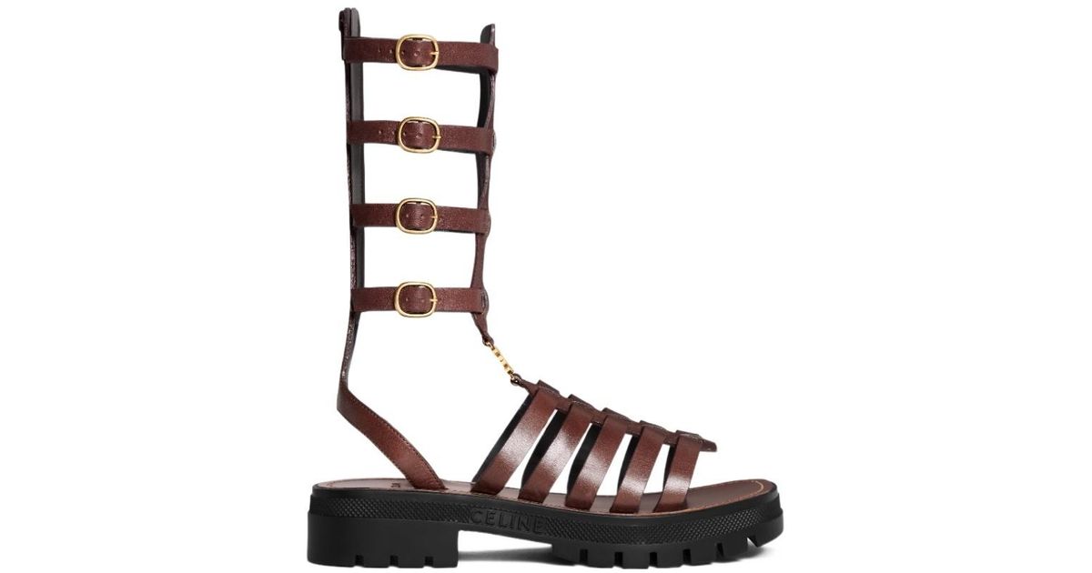 Celine Clea Triomphe Gladiator Mid Sandal in Black | Lyst