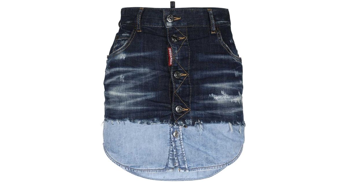 DSquared² Dip-Dyed Denim Mini Skirt in Blue | Lyst