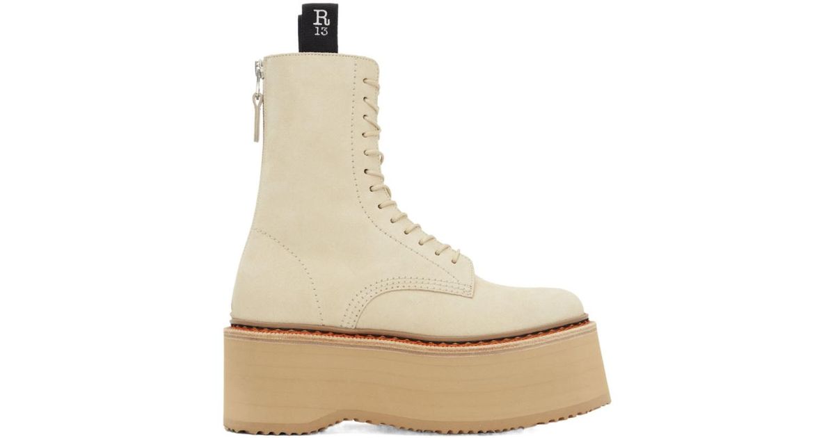 R13 Logo And Ankle Boots in Natural | Lyst