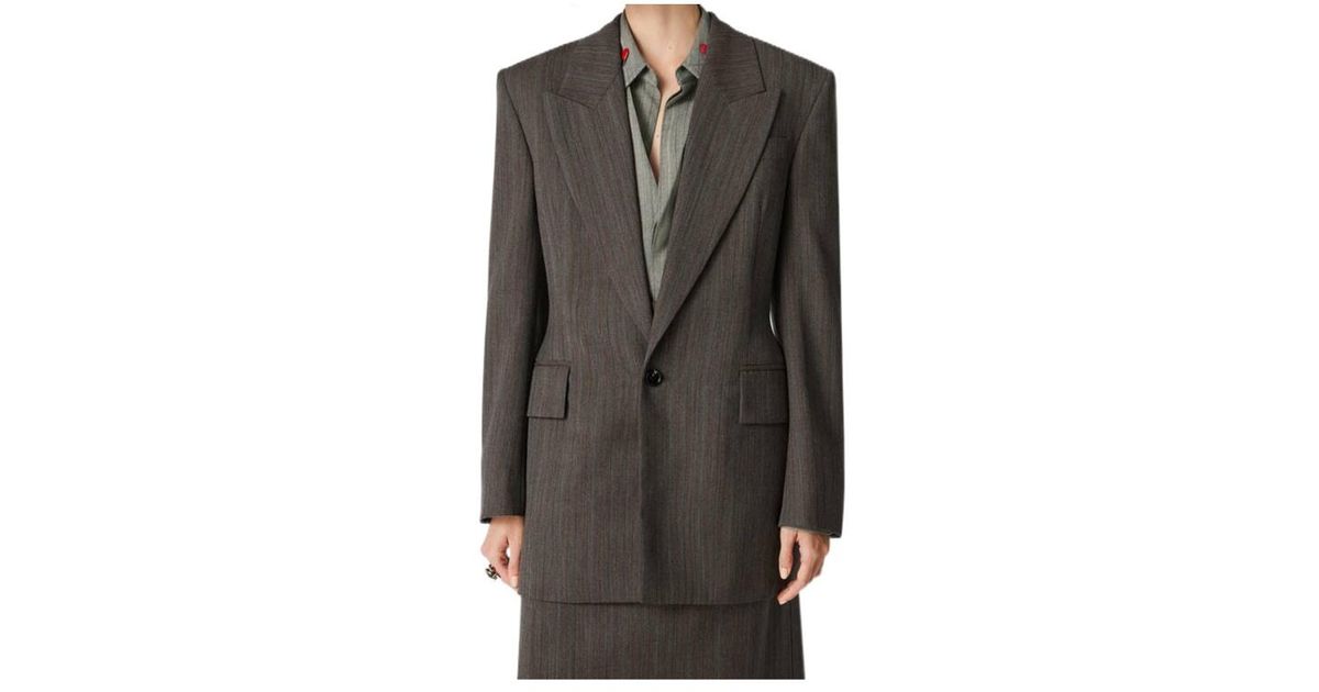 Bottega Veneta Wool Subtle Stripe Jacket in Gray | Lyst
