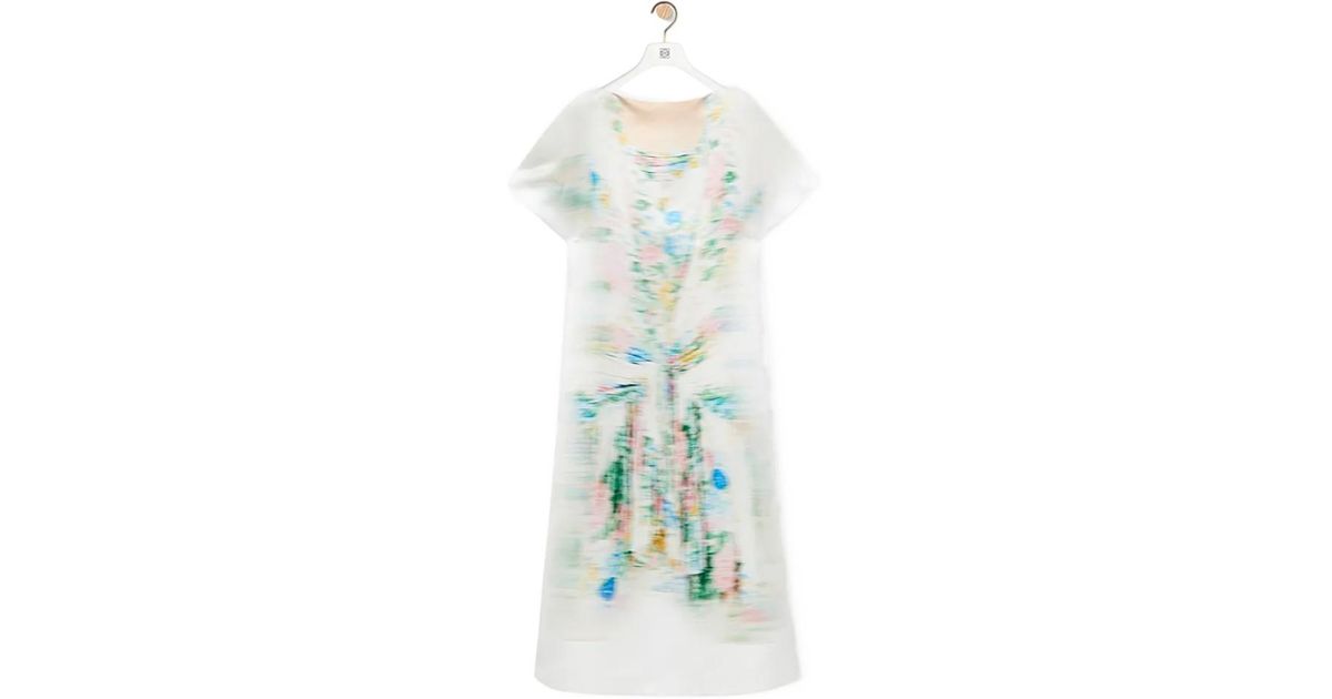 Loewe Medium-Length Dress With Short Sleeves in White | Lyst