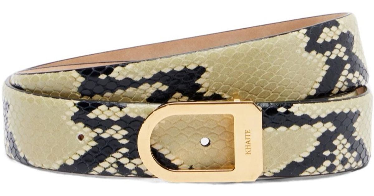 KHAITE Saddle 30Mm Snake-Effect Leather Belt in Metallic | Lyst UK