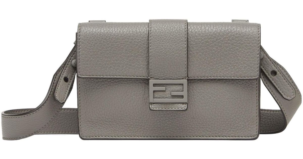 Fendi Baguette Ff Pattern Shoulder Bag in Gray for Men | Lyst