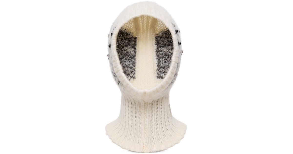 Moncler Crystal-Embroidered Alpaca Wool Blend Balaclava in White | Lyst