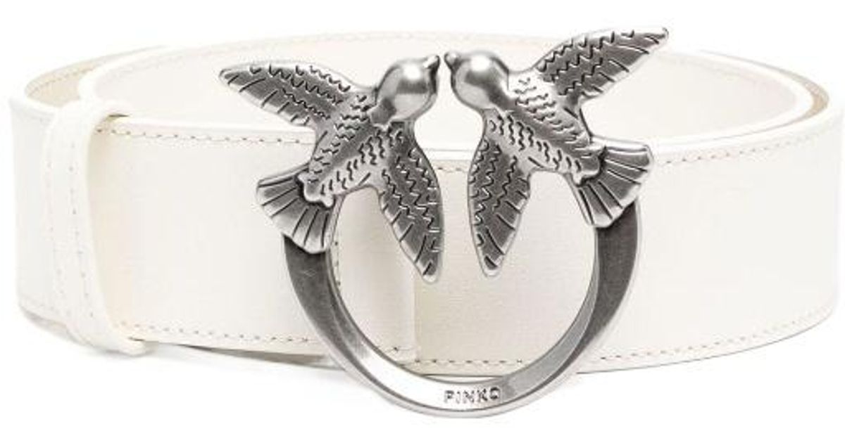 Pinko Logo Plaque Buckle Belt in White | Lyst UK
