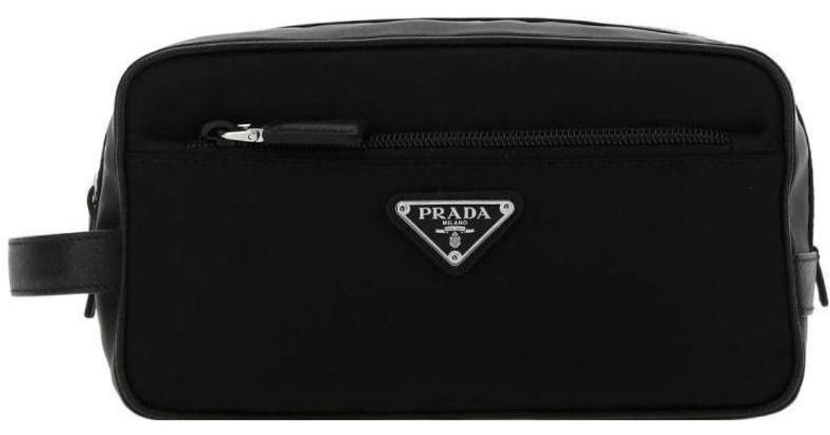Prada Re-Nylon And Saffiano Leather Travel Pouch in Black for Men | Lyst
