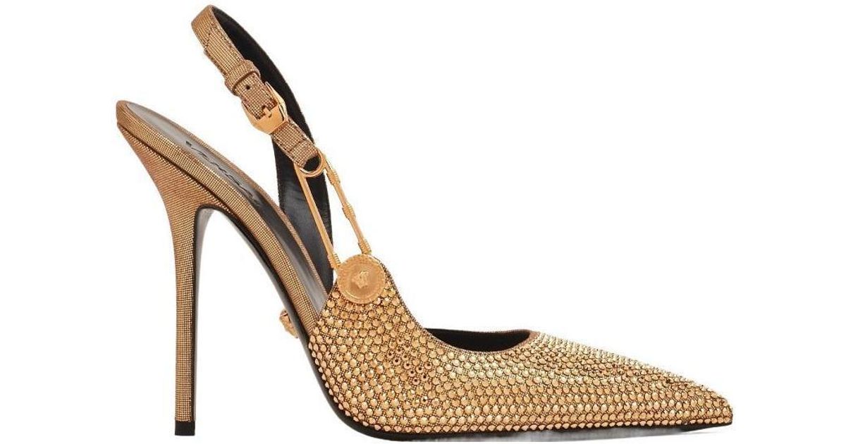 Versace Safety Pin 120Mm Pumps in Metallic | Lyst