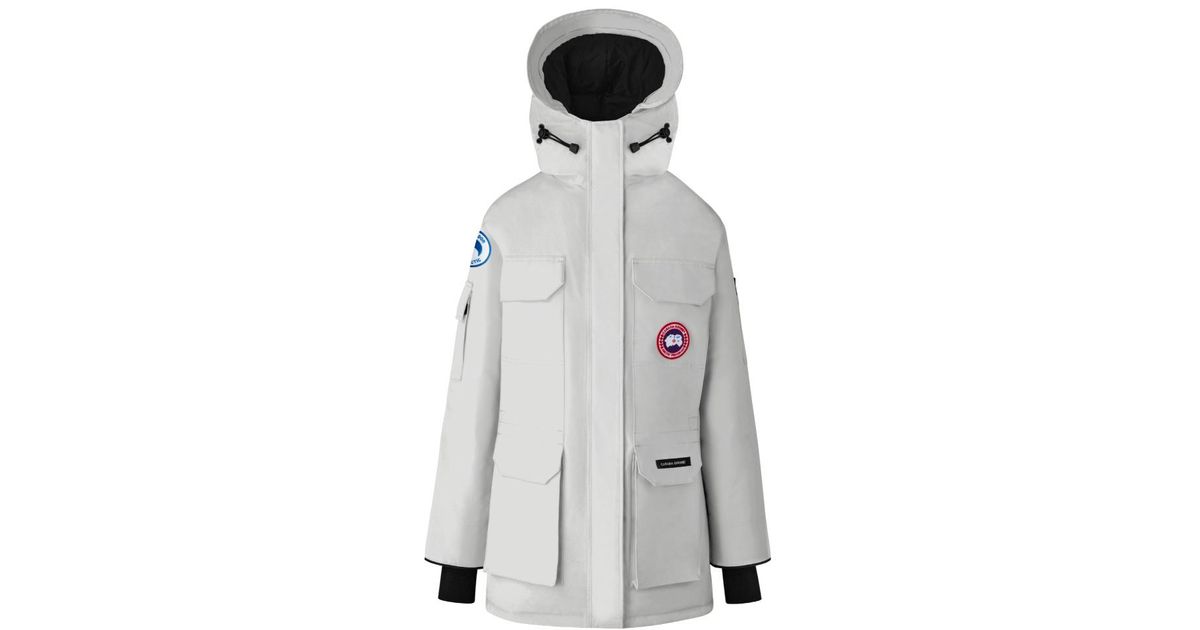 Canada Goose Logo Down Jacket in Gray | Lyst
