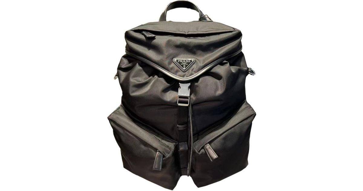 Prada Logo Details Backpack in Gray for Men | Lyst