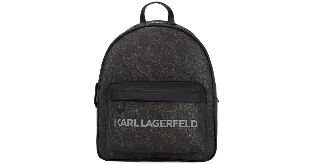 Karl Lagerfeld Ikon Monogram Backpack in Black | Lyst