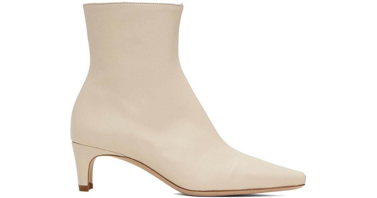 STAUD High-Heeled Pointy Boots in White | Lyst