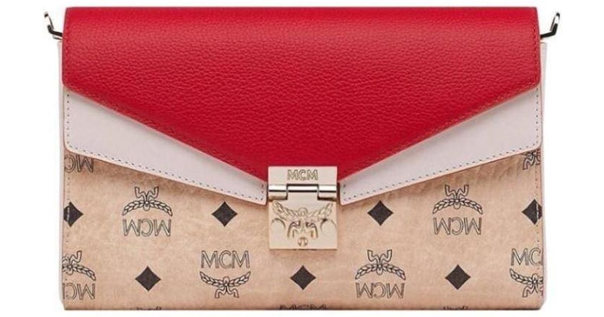 MCM Logo Flip Shoulder Bag in Red | Lyst