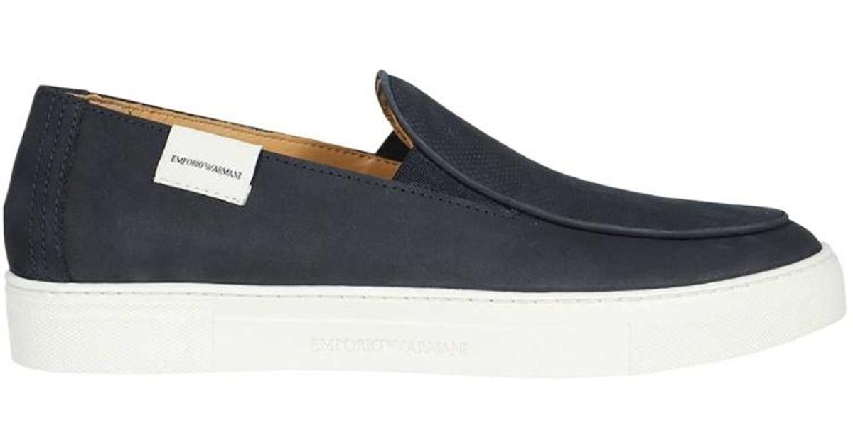 Emporio Armani Logo Low Upper Board Shoes in Blue for Men | Lyst