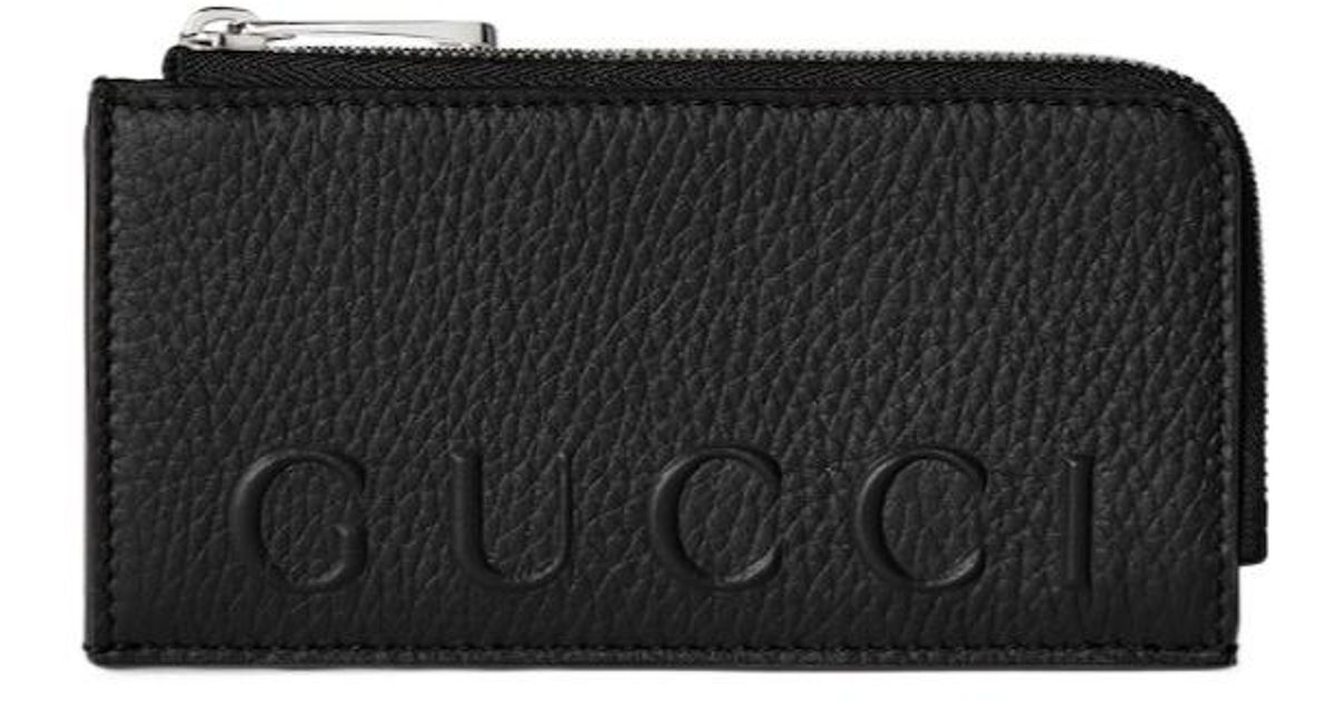 Gucci Zip Card Case With Logo in Black for Men | Lyst