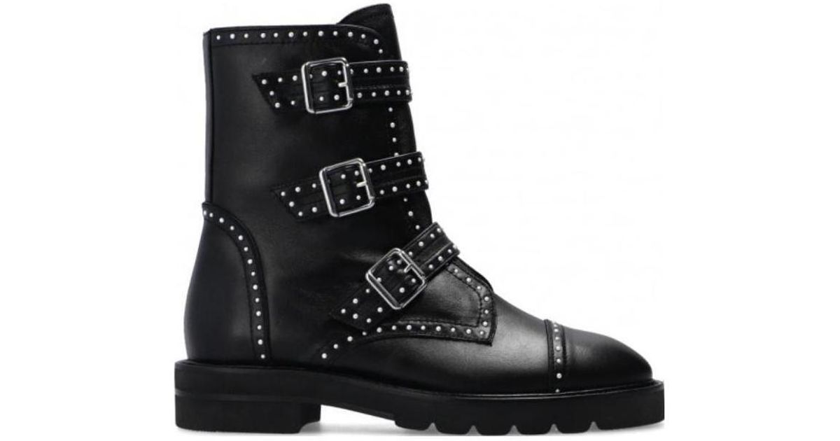 Stuart Weitzman Rivet Detail Short Boots in Black | Lyst