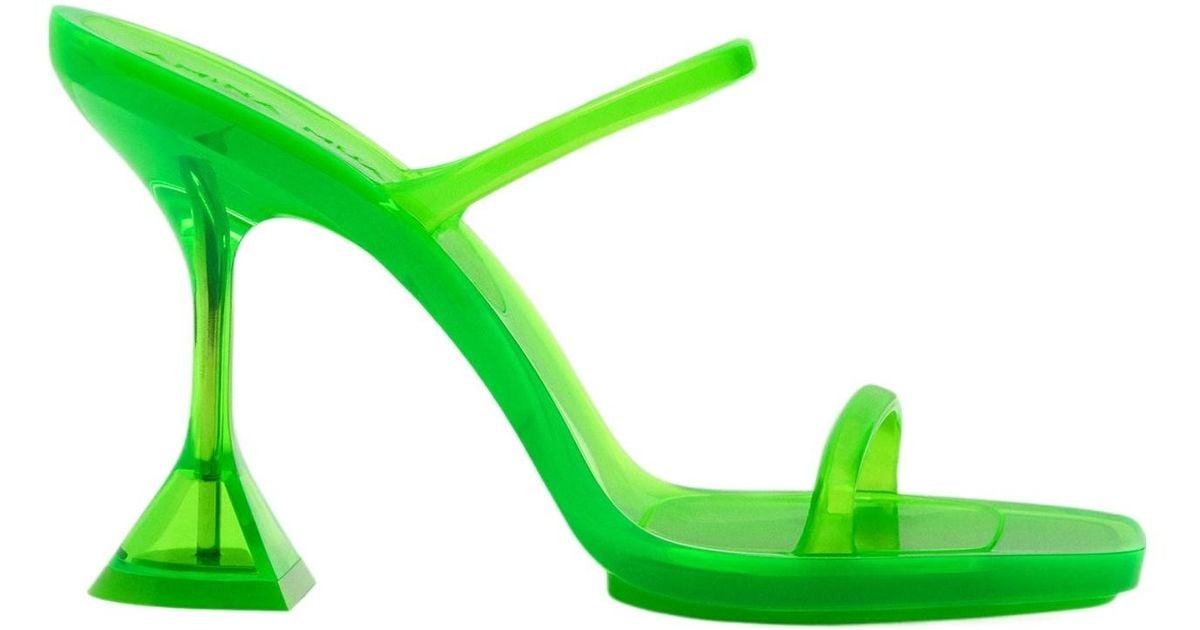 AMINA MUADDI Open-Toed High-Heeled Sandals in Green | Lyst