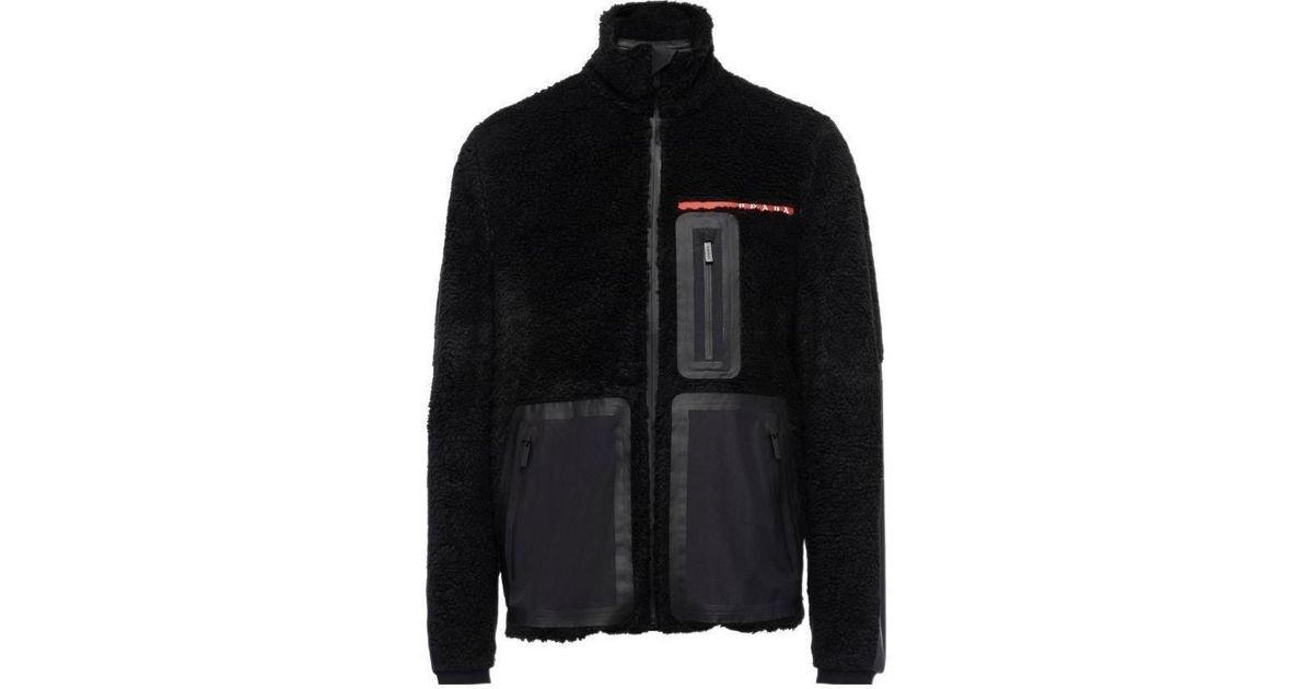 Prada Recycled Fleece Technical Jacket in Black for Men | Lyst
