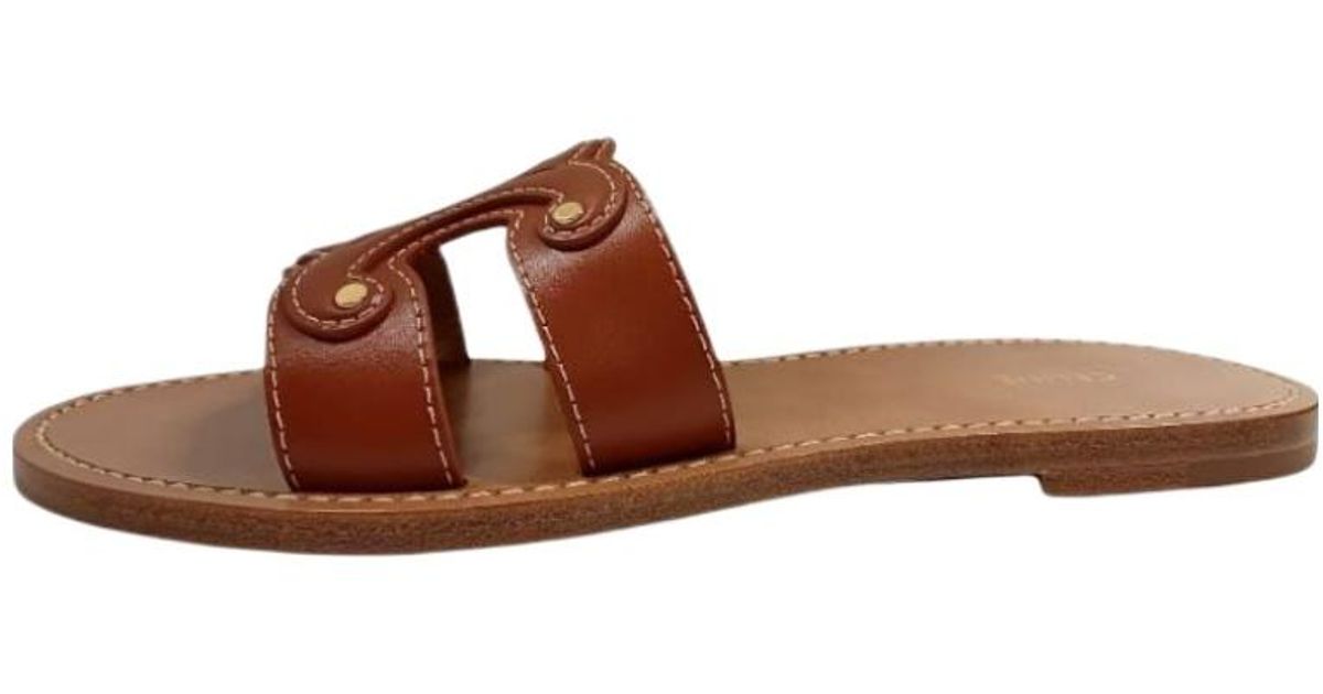 Celine Triomphe Mule in Brown | Lyst