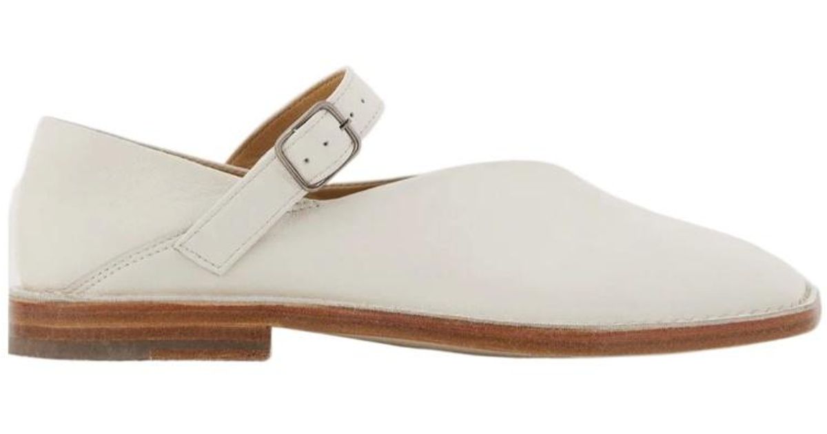 Lemaire Square-Toed Ballet Shoes in White | Lyst