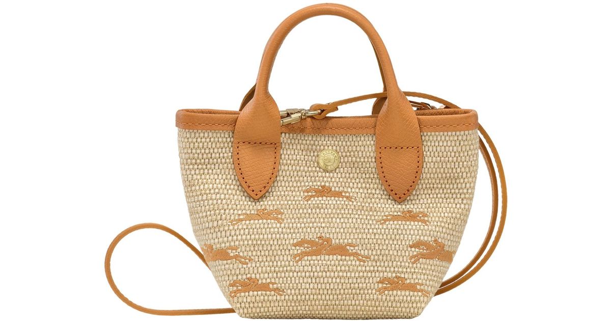 Longchamp Le Panier Pliage Basket Straw-Effect Mini Bag in Metallic | Lyst