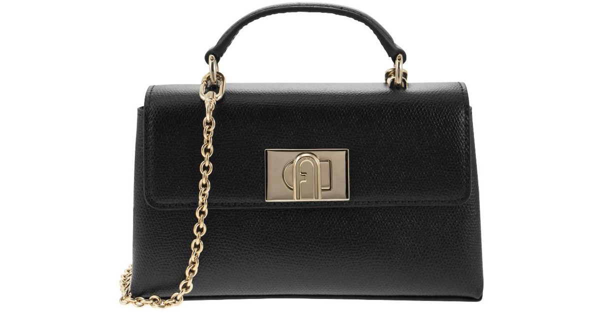 Furla Mini 1927 Leather Tote Bag in Black | Lyst