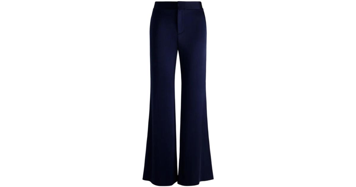 Alice + Olivia Shane Satin Wide-Leg Pants in Blue | Lyst