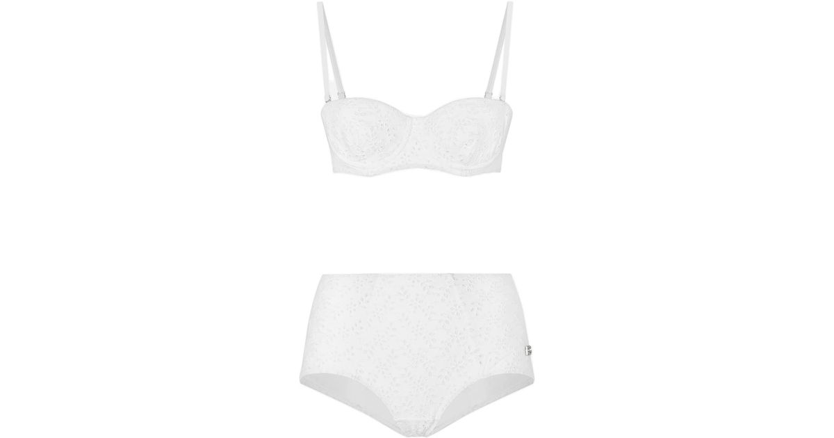 Dolce & Gabbana Broderie Anglaise Balconette Bikini Set in White | Lyst