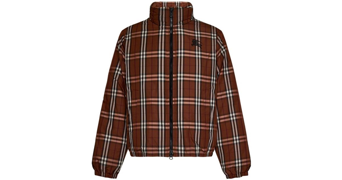 Burberry Dark Birch-Check Zip-Up Puffer Jacket in Brown for Men | Lyst