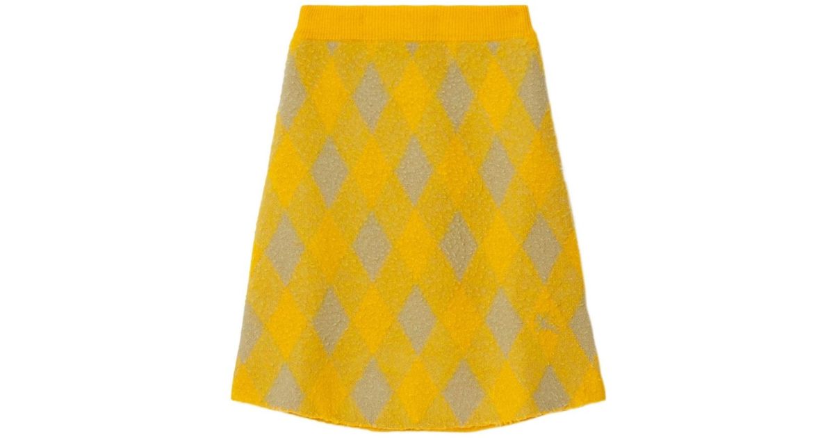 Burberry Check-Plaid Brushed Skirt in Yellow | Lyst