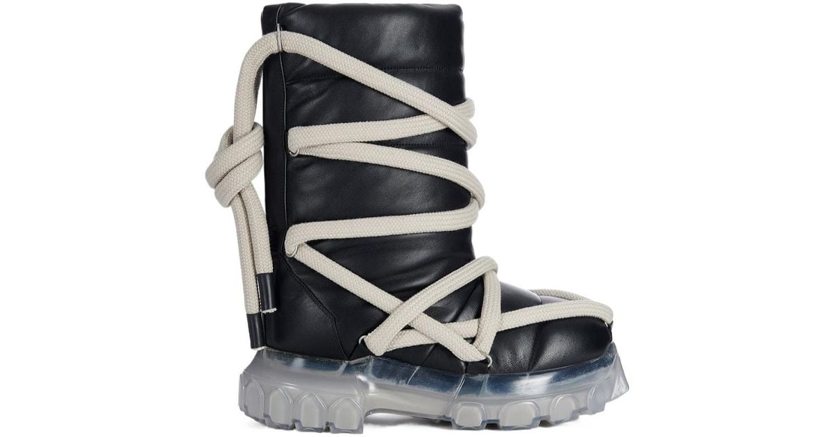 Rick Owens Lunar Tractor Leather Boots in Black | Lyst